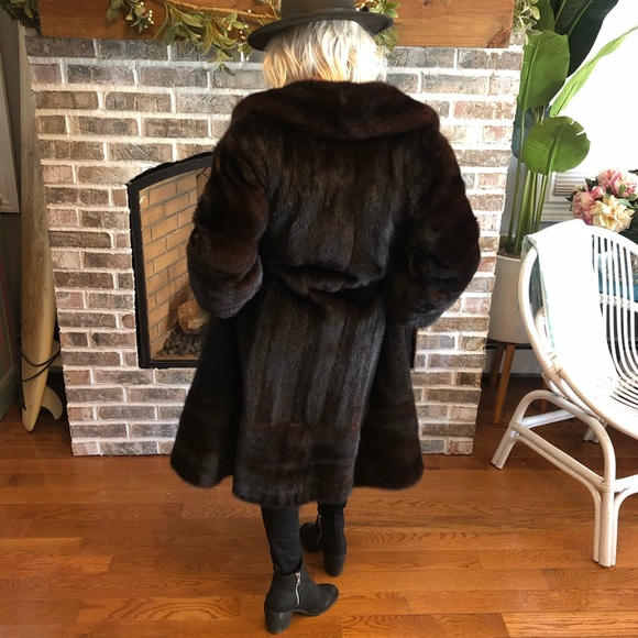 Vintage | Jackets & Coats | 96s Mink Fur Coat Vintage Brown Black ...